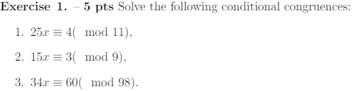 Solved Exercise 1.−5 pts Solve the following conditional | Chegg.com