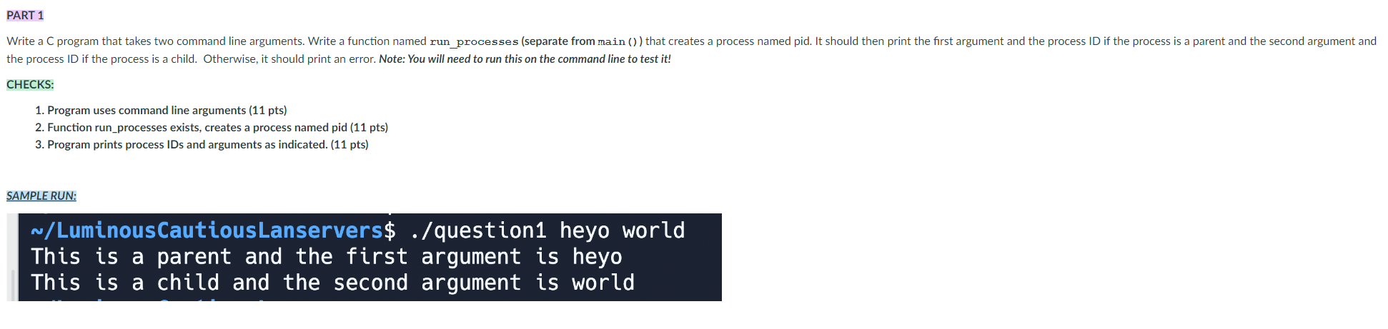 Solved the process ID if the process is a child. Otherwise, | Chegg.com