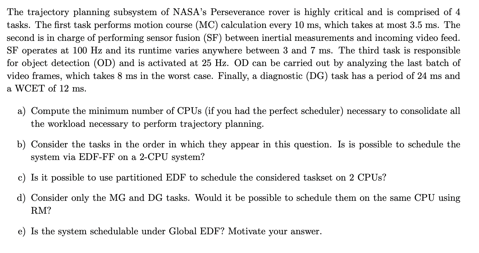 Solved The trajectory planning subsystem of NASA's | Chegg.com