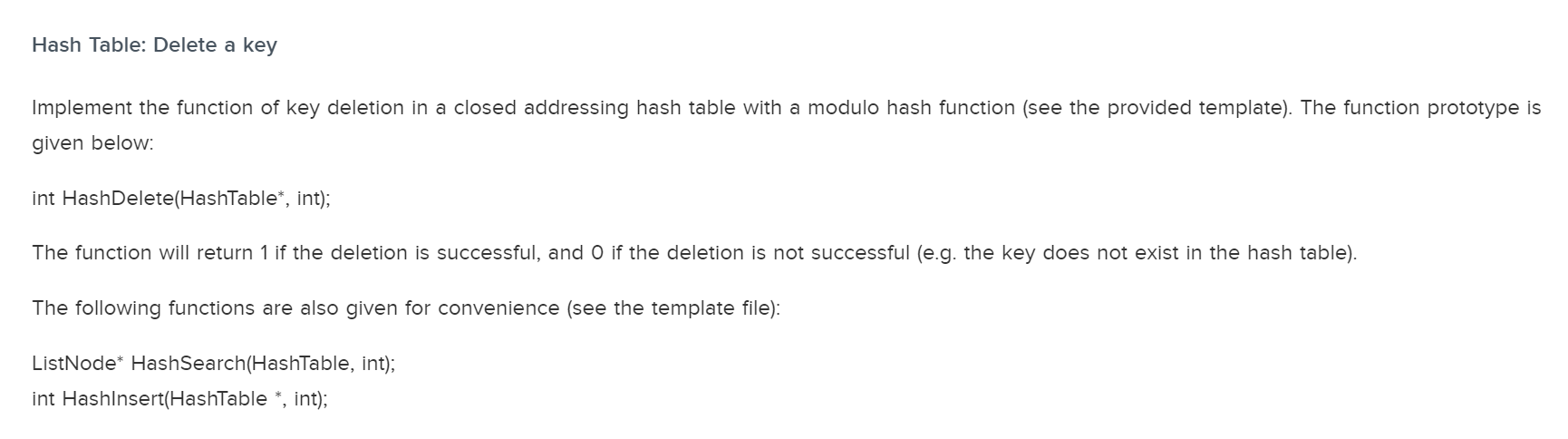 Solved delete key in a closed addressing hash table with a | Chegg.com