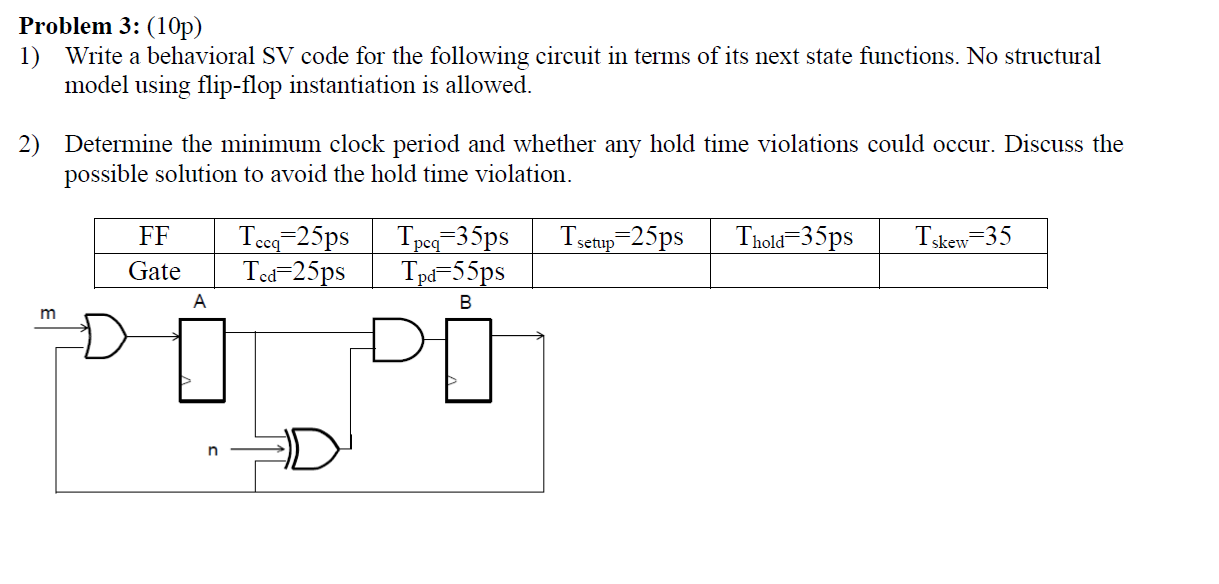 Problem 3 10p 1 Write A Behavioral Sv Code For 9781