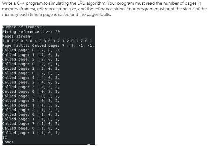 Solved Write A C Program To Simulating The Lru Algorithm 0047