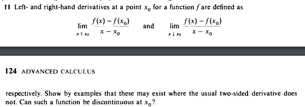 Solved 11 Left- and right-hand derivatives at a point x, for | Chegg.com