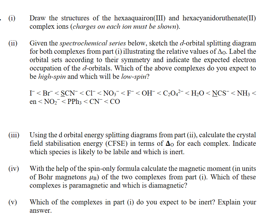 Solved (1) Draw the structures of the hexaaquairon(III) and | Chegg.com