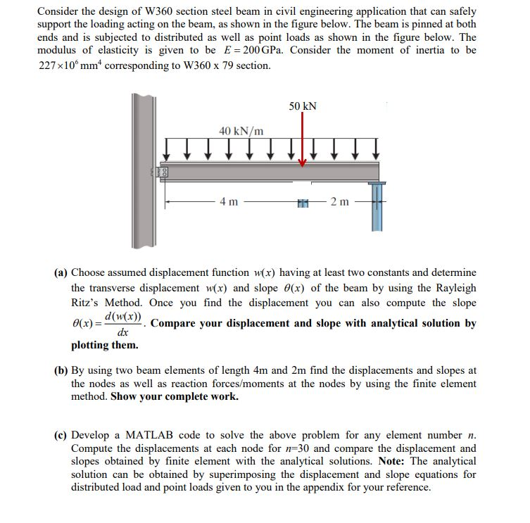 Consider the design of W360 section steel beam in | Chegg.com