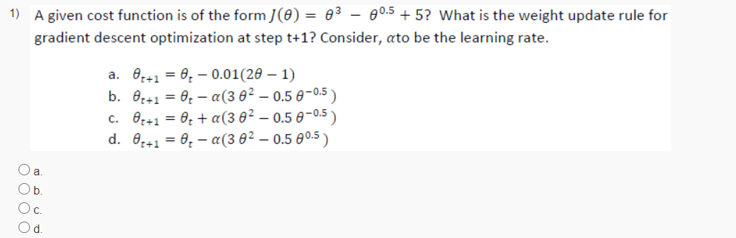 Solved 1) A given cost function is of the form )(0) = 03 – | Chegg.com