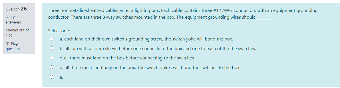 Solved Question 26 Three nonmetallic-sheathed cables enter a | Chegg.com