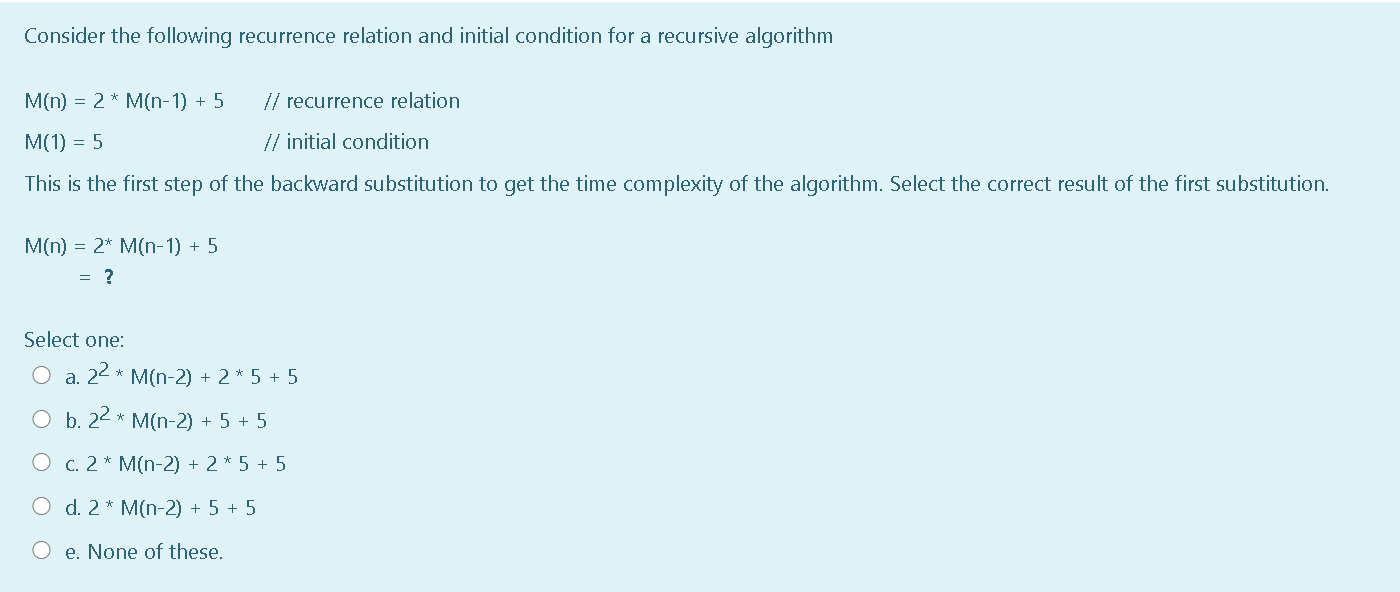 Solved Consider the following recurrence relation and | Chegg.com
