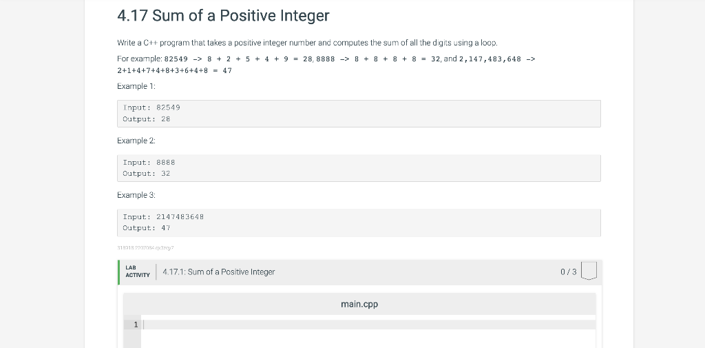 Solved 4 17 Sum Of A Positive Integer Write A C Program Chegg