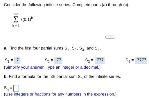 Solved How do I find the formula for the nth partial sum? | Chegg.com