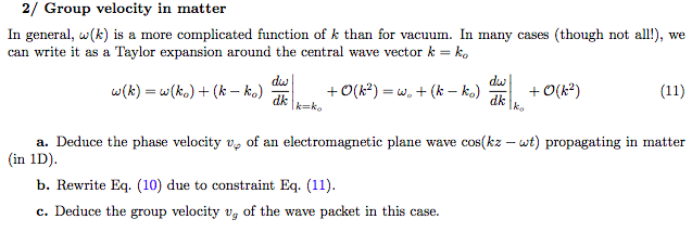 Solved E. Group velocity of a wave packet A wave packet can | Chegg.com