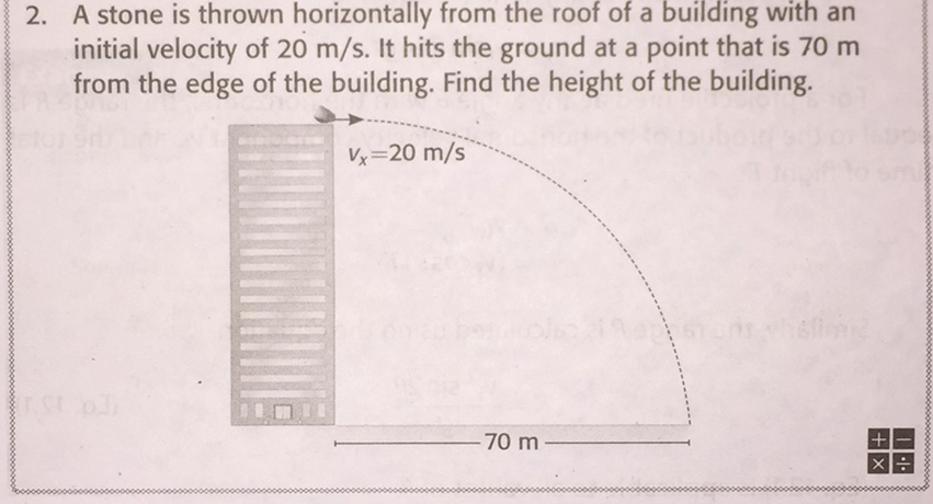 Solved 1. An object is thrown horizontally with a speed of | Chegg.com