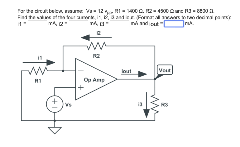 Solved For the circuit below, assume: VS-12 Vpp, R1-1400 Ω, | Chegg.com