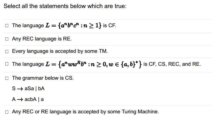 Solved From Automata Theory. TM = Turing machine REC = | Chegg.com