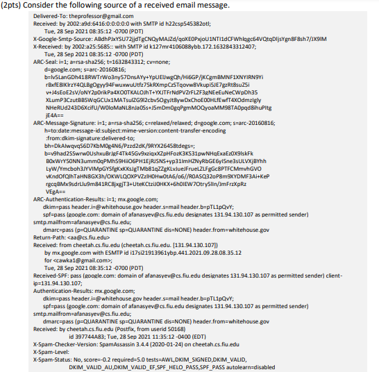 Solved (2pts) Consider the following source of a received | Chegg.com