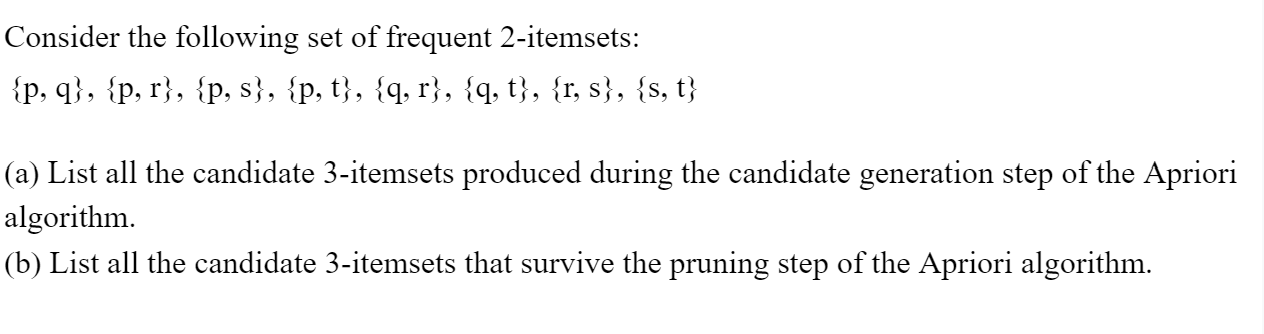 Solved Consider the following set of frequent 2 -itemsets: | Chegg.com