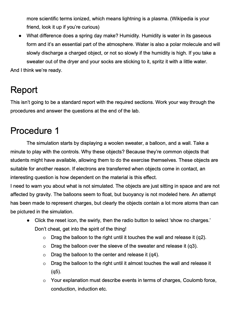 Physics II Lab Lab 01 - Electrostatics . . Objectives | Chegg.com