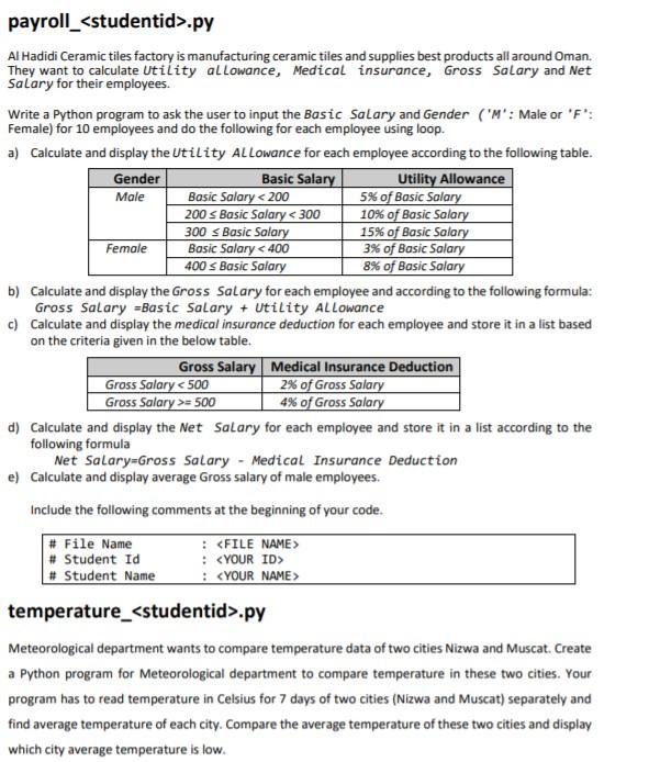 Solved payroll_.py Al Hadidi Ceramic tiles factory is | Chegg.com