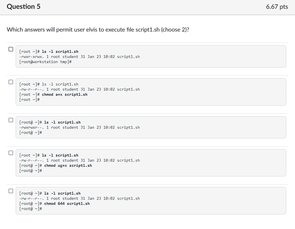 Question 1 6.67 pts Which statements about Bash shell | Chegg.com