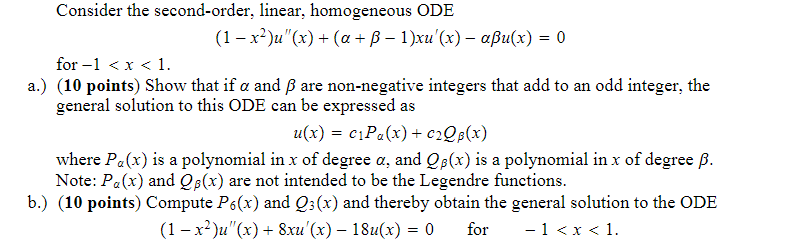 Solved Consider the second-order, linear, homogeneous ODE (1 | Chegg.com