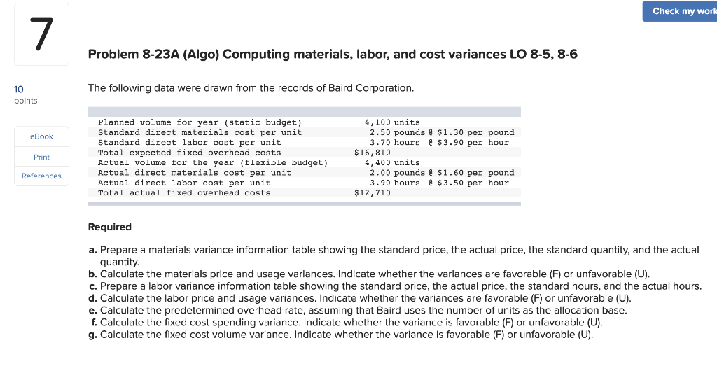 Solved Check my work Problem 8-23A (Algo) Computing | Chegg.com