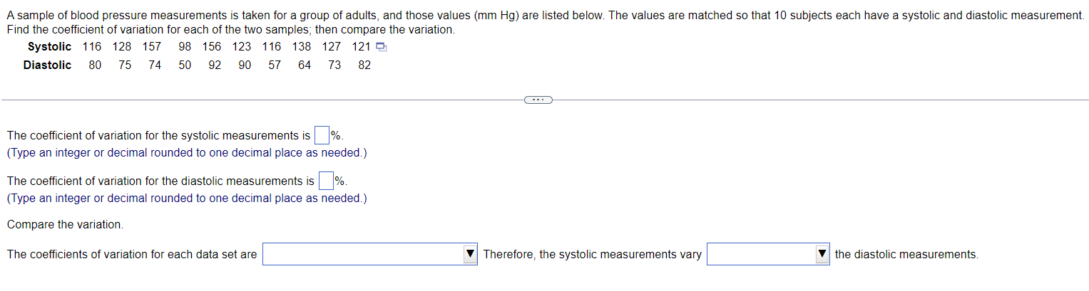 Solved Find the coefficient of variation for each of the two | Chegg.com