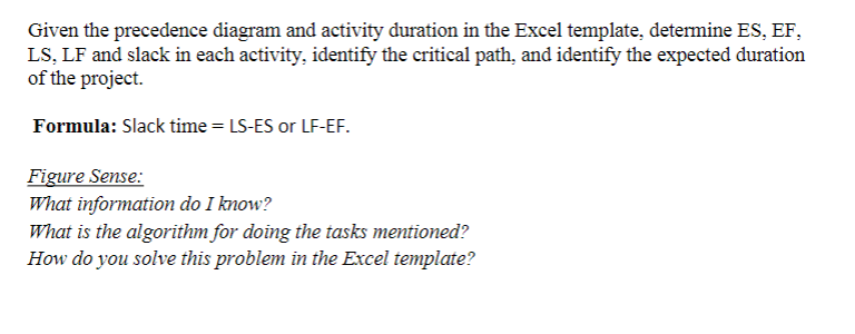 Solved Given the precedence diagram and activity duration in | Chegg.com