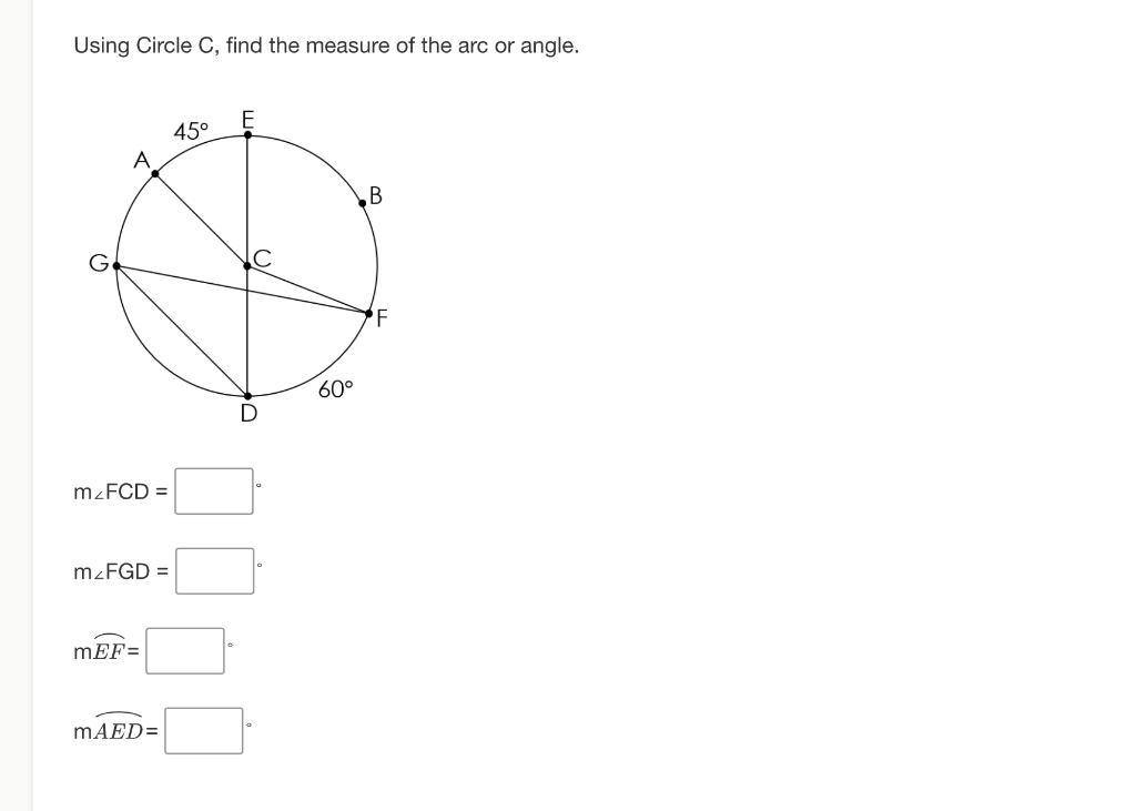 Solved Using Circle C, find the kind of angle and arc shown. | Chegg.com
