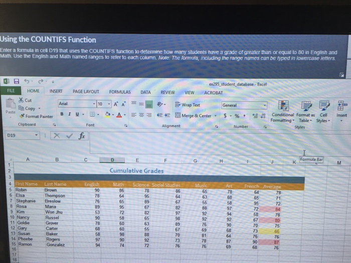 Solved Using the COUNTIFS Function Enter a formula in cell | Chegg.com