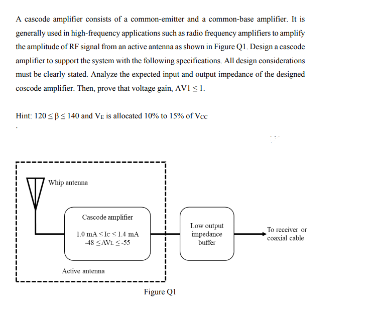 Solved A cascode amplifier consists of a common-emitter and | Chegg.com