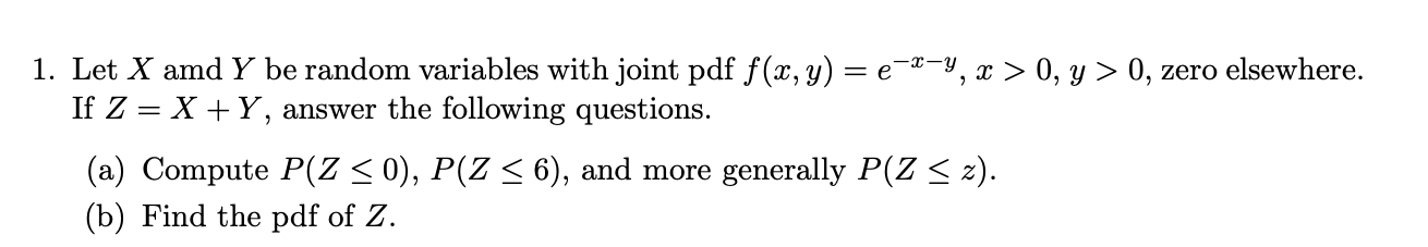 Solved 1. Let X amd Y be random variables with joint | Chegg.com