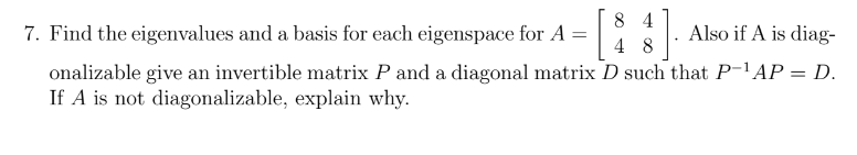 Solved Find the eigenvalues and a basis for each eigenspace | Chegg.com