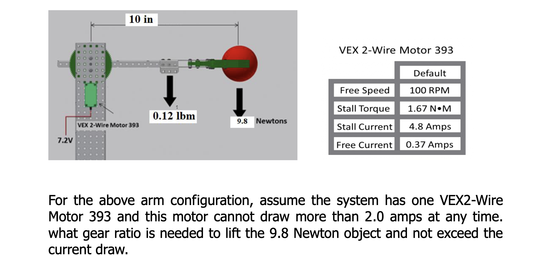 Solved 10 in VEX 2-Wire Motor 393 Default Free Speed 100 RPM | Chegg.com