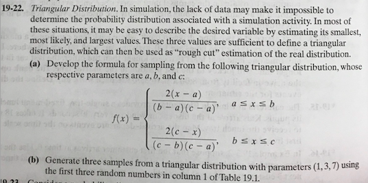 19-22. Triangular Distribution. In simulation, the | Chegg.com