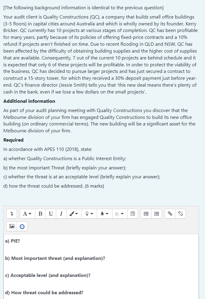 [The following background information is identical to | Chegg.com
