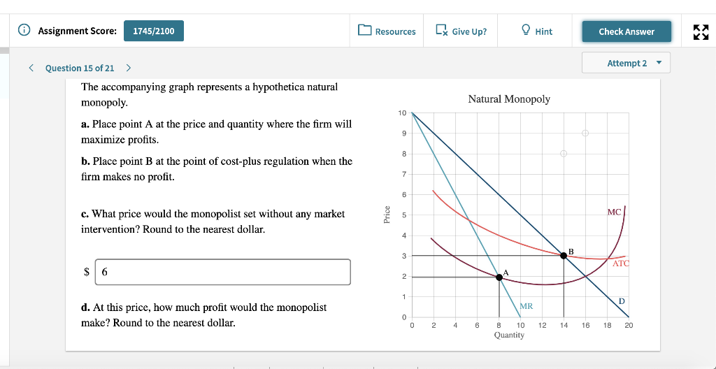 Solved Assignment Score: 1745/2100 Resources Ex Give Up? | Chegg.com