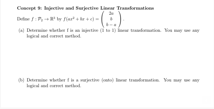 Solved Concept 9: Injective and Surjective Linear | Chegg.com