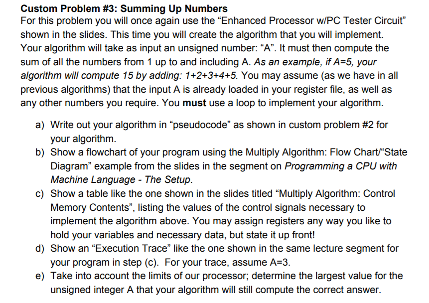 Custom Problem #3: Summing Up Numbers For this | Chegg.com