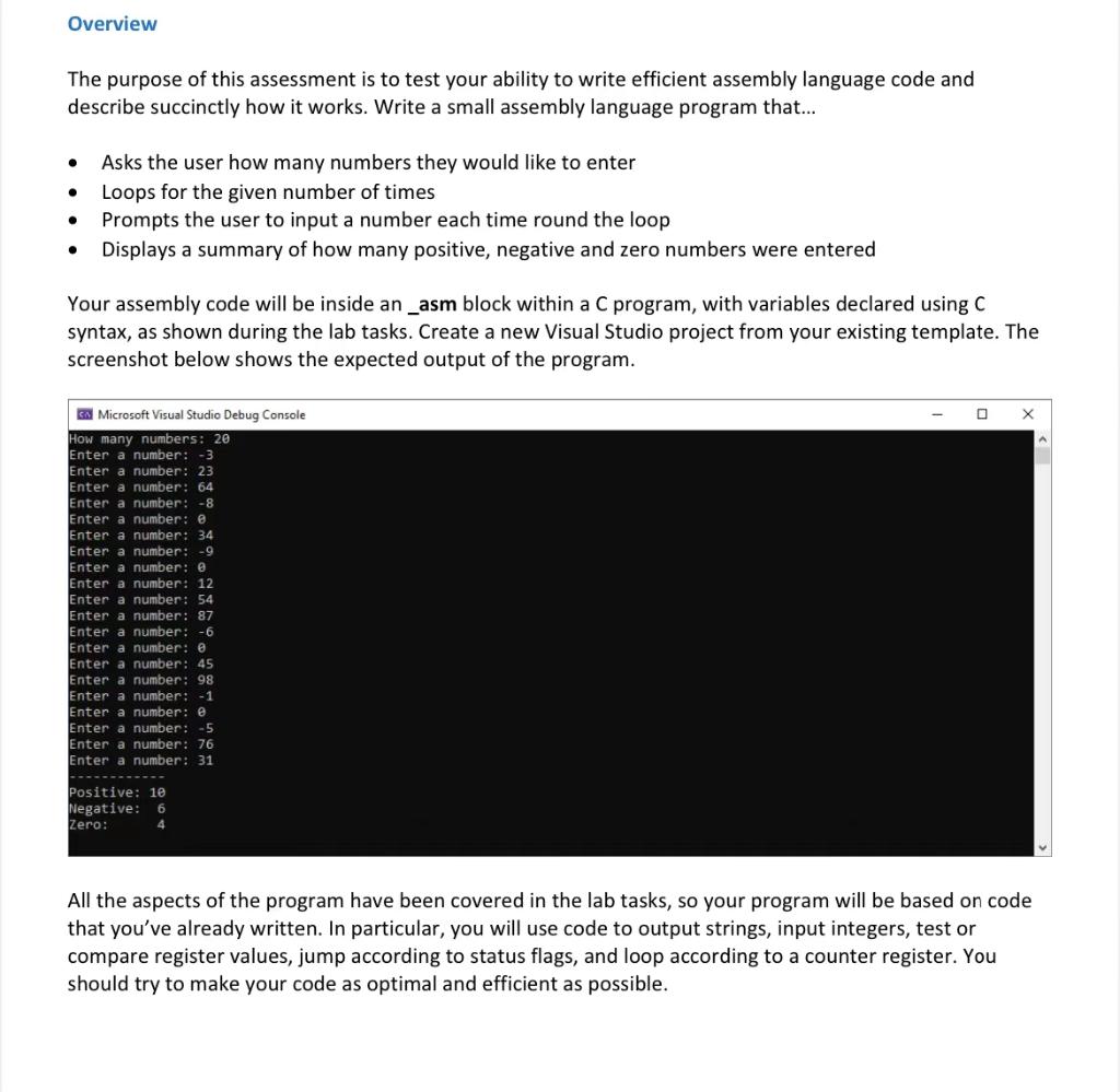 Solved Overview The purpose of this assessment is to test | Chegg.com