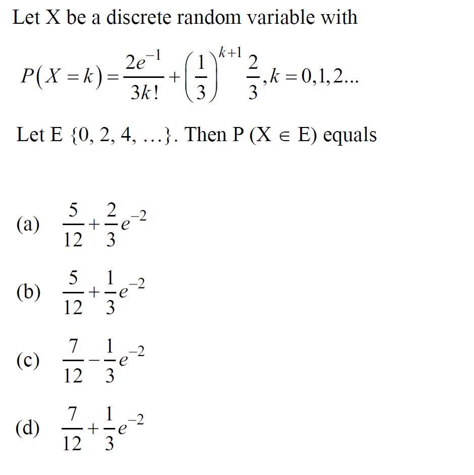 Solved Let x ﻿be a discrete random variable | Chegg.com