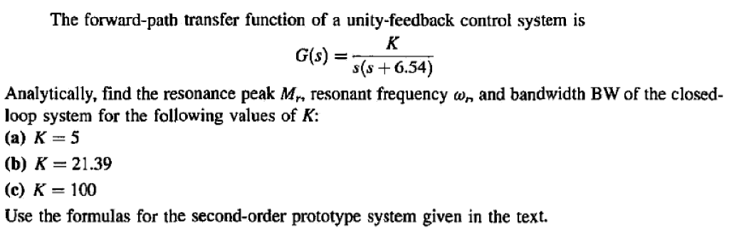Solved The forward-path transfer function of a | Chegg.com