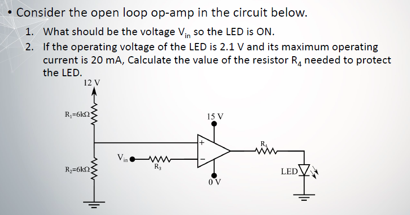 Solved Consider the open loop op-amp in the circuit below. | Chegg.com