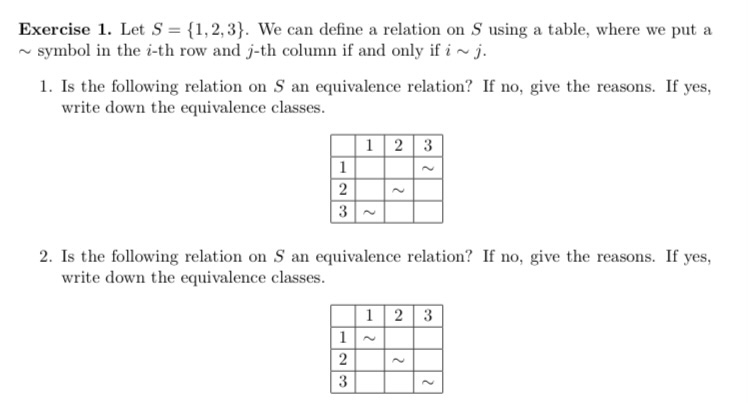 Solved Exercise 1. Let S={1,2,3}. We can define a relation | Chegg.com