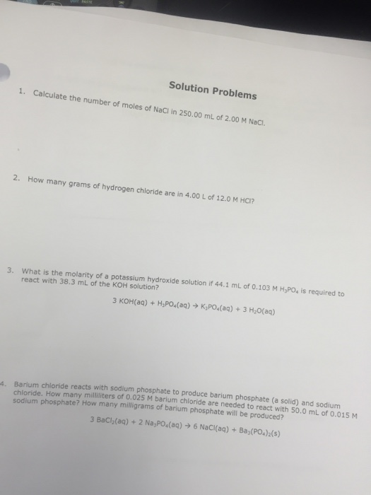 Solved Calculate the number of moles of NaCl in 250.00 mL of | Chegg.com