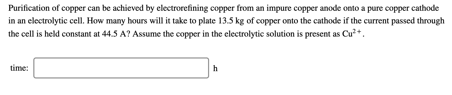 Solved Purification of copper can be achieved by | Chegg.com
