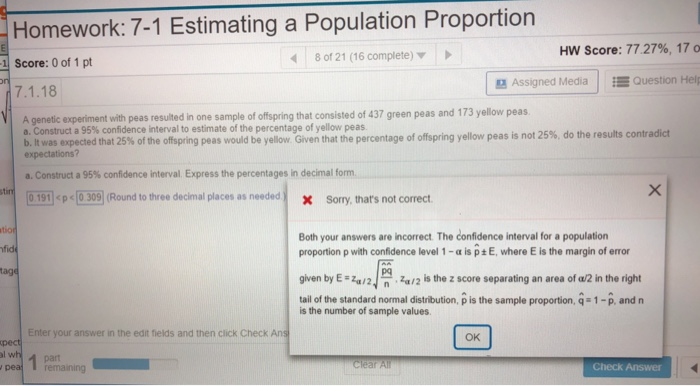 Solved Homework: 7-1 Estimating a Population Proportion | Chegg.com