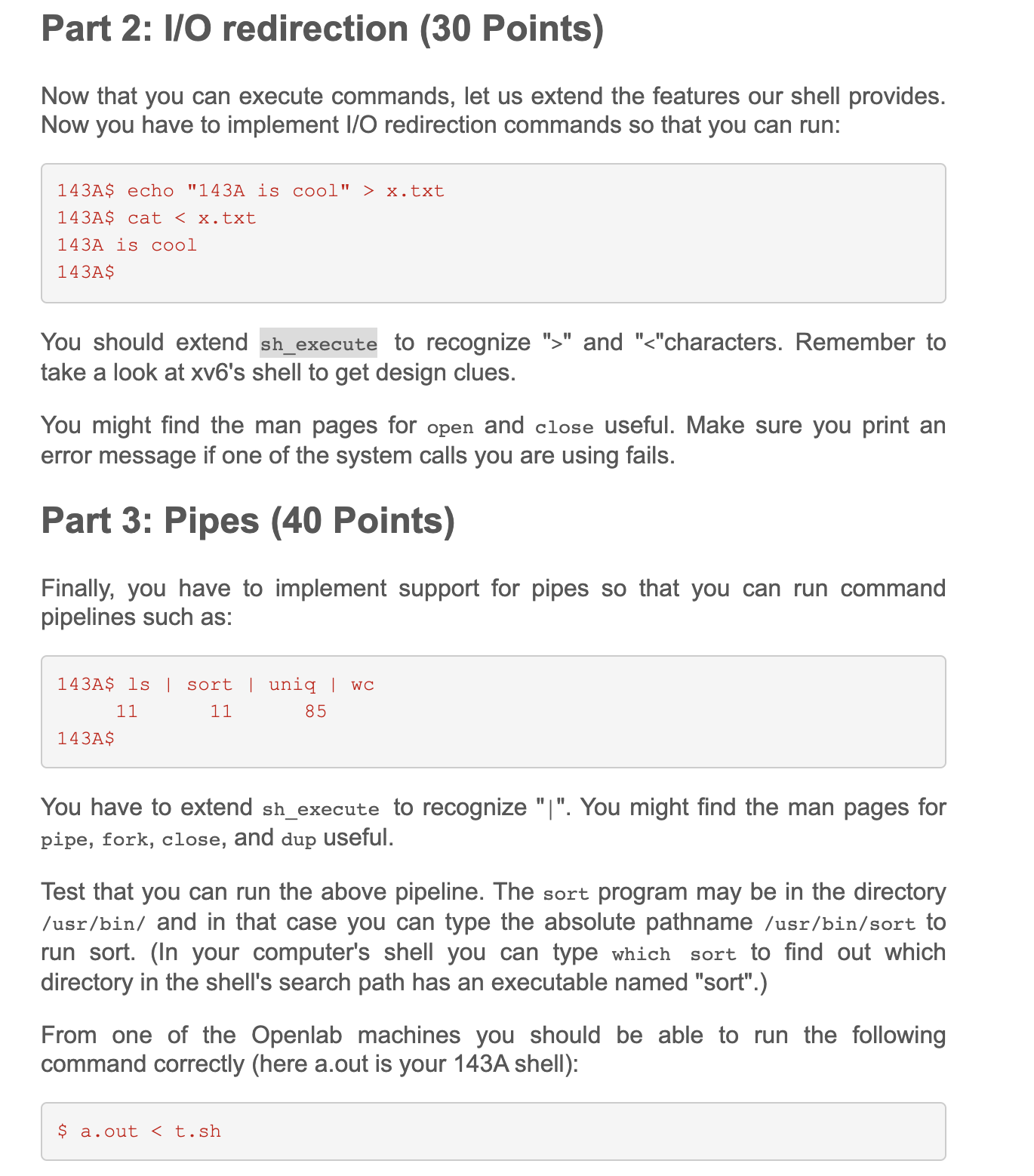 build shell in C. (add more function) here is the | Chegg.com