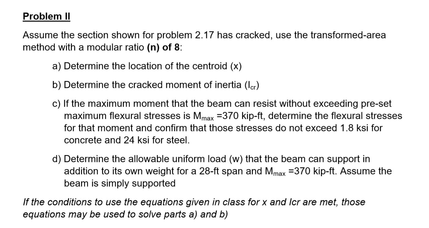 Problem II Assume the section shown for problem 2.17 | Chegg.com