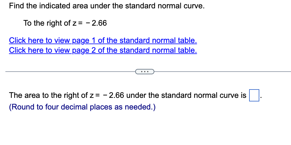 Solved Find the indicated area under the standard normal | Chegg.com