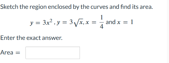 Solved Sketch the region enclosed by the curves and find its | Chegg.com